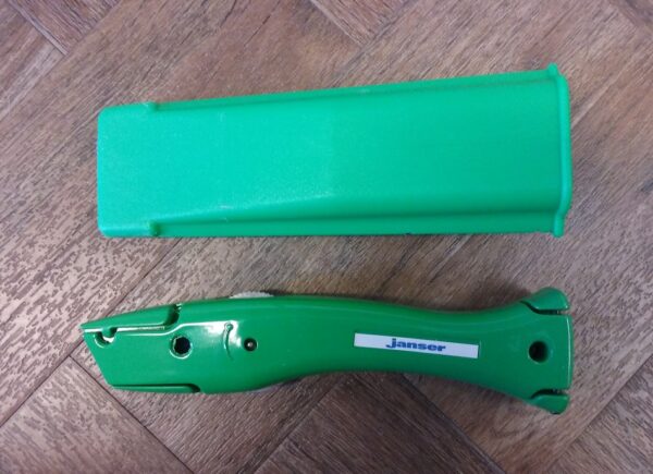 Janser Dolphin Green Trimming Knife With Holster - Re-new Flooring Tools