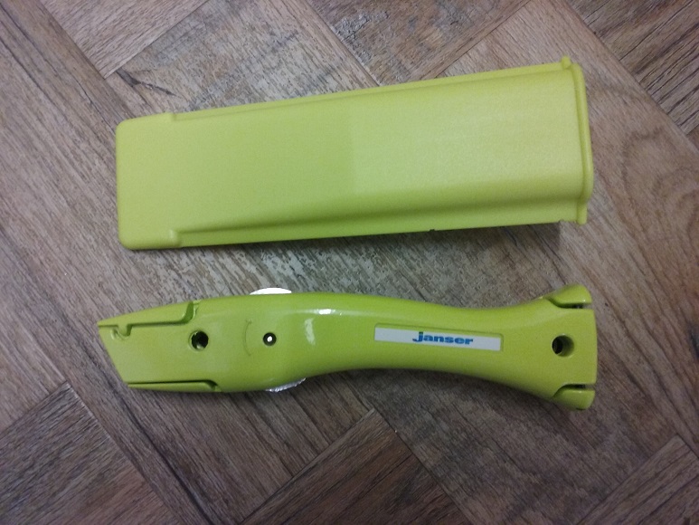 Janser Dolphin HI-VIZ Yellow Trimming Knife With Holster - Re-new ...